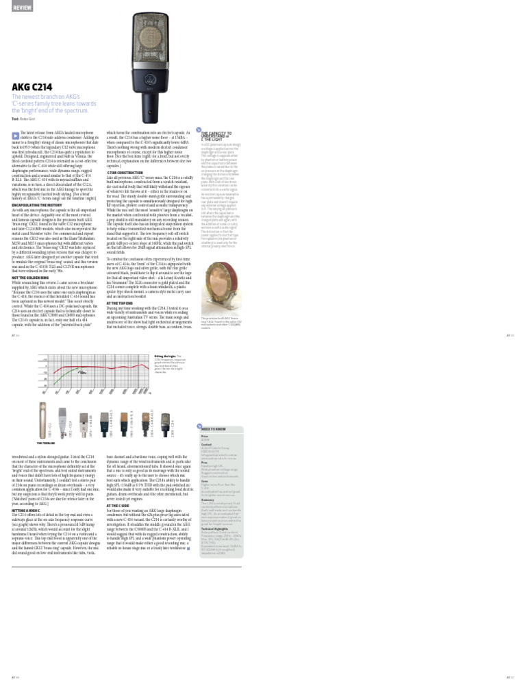 At63 Akg C214 | PDF | Microphone | Sound Production