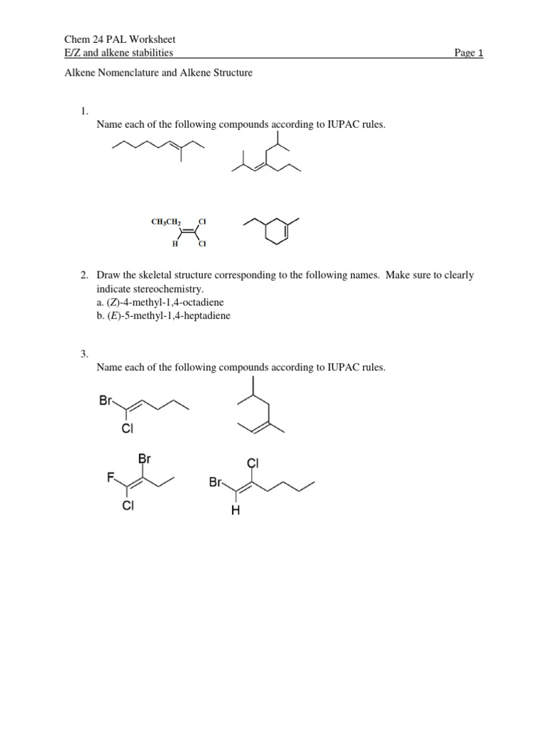 Alkene Nomenclature and Stability Ranking | PDF