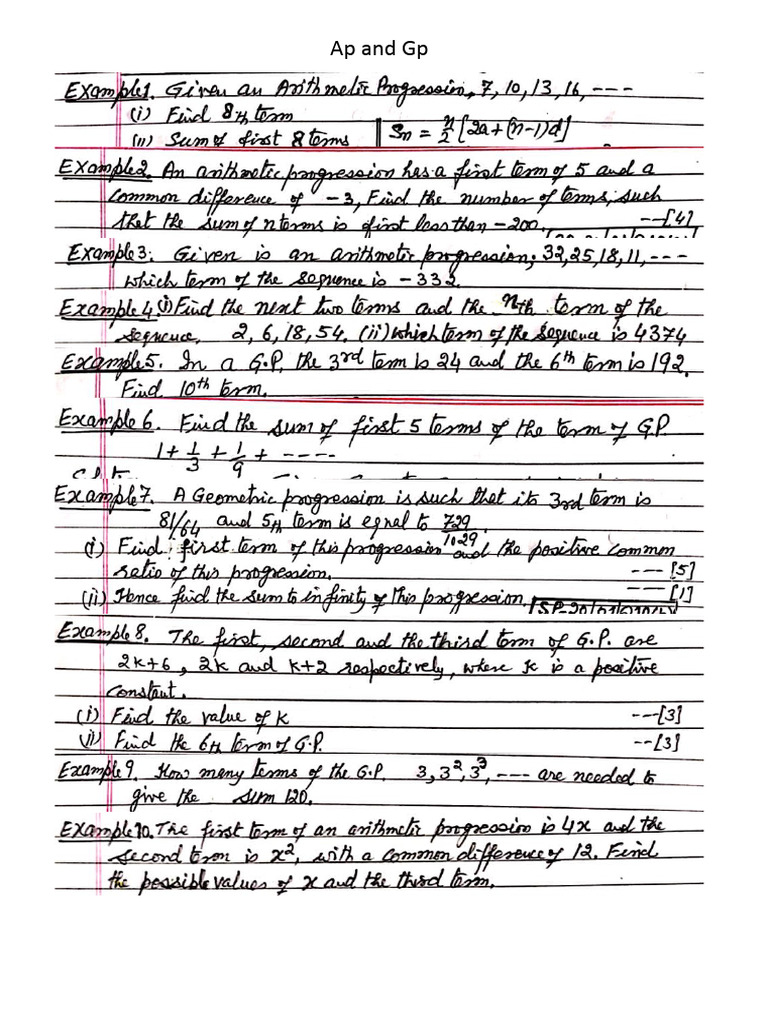 Ap and GP Worksheet | PDF