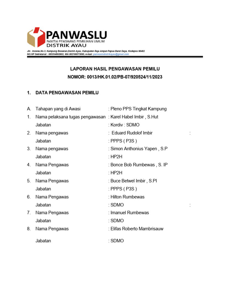 Form A Pleno Rekapan Dps No 13 | PDF