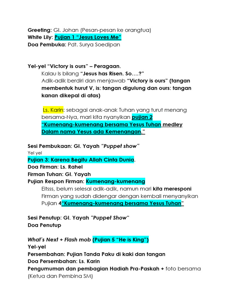 Tata Ibadah Paskah SM - 9 April 23 | PDF | Pengembangan Diri