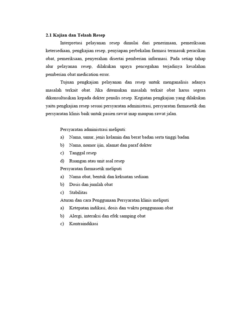 Telaah Resep Obat untuk Pasien Dewasa | PDF