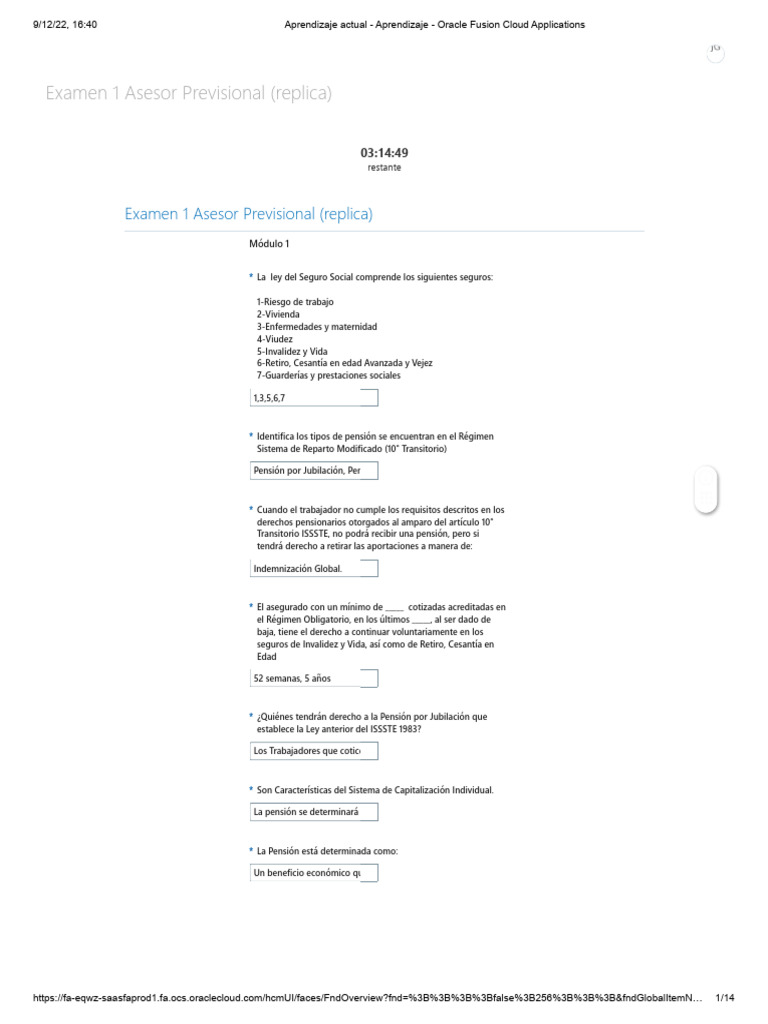 Examen Completo 1234 | PDF | Jubilación | Pensión