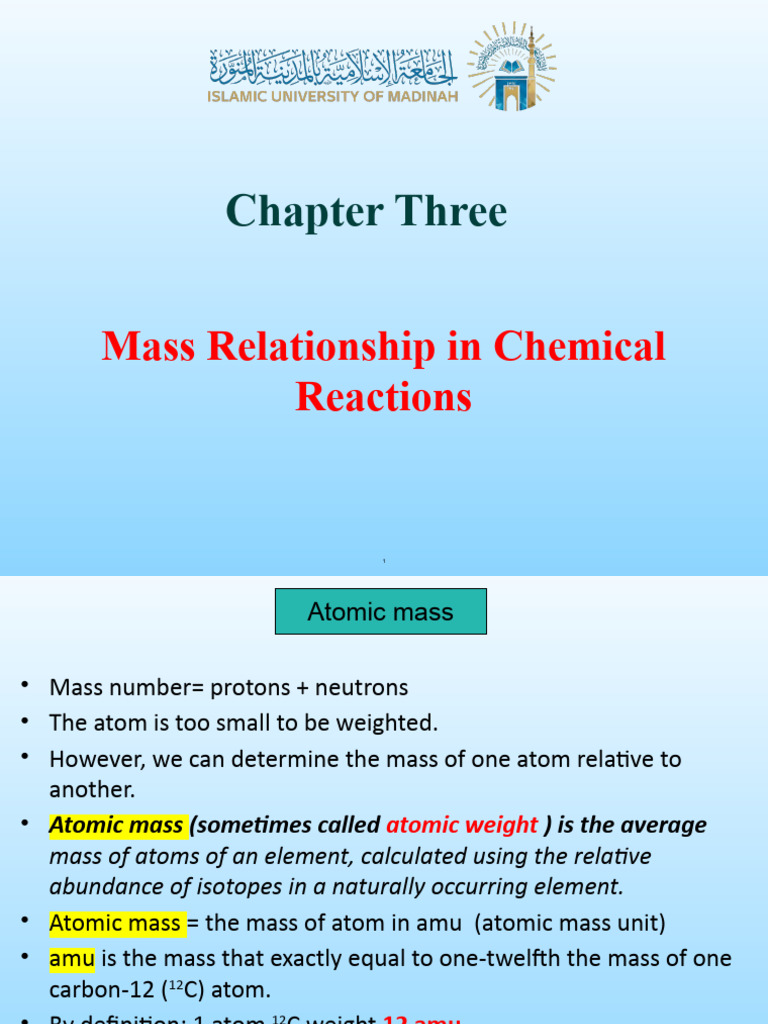 Chapter 3 - Mass Relationship in Chemical Reactions | PDF | Mole (Unit) | Molecules