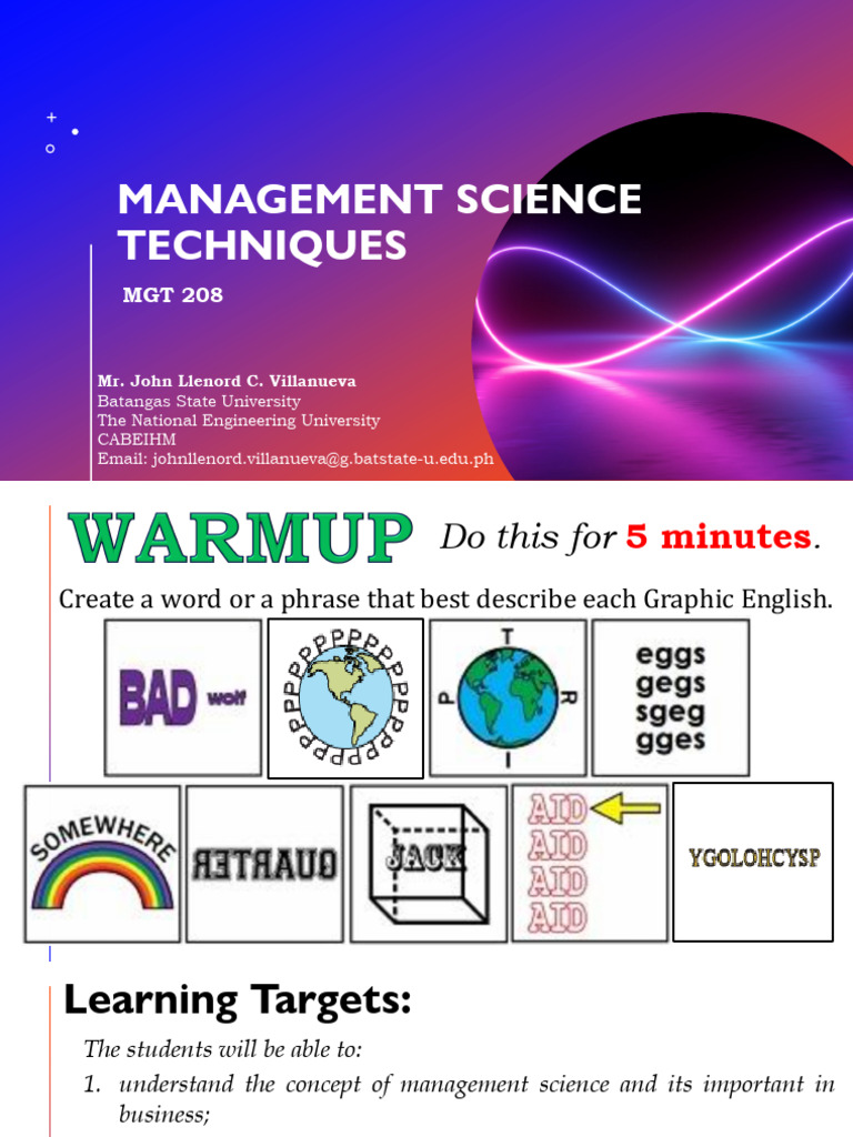 Management Science (Introduction) - Notes | PDF