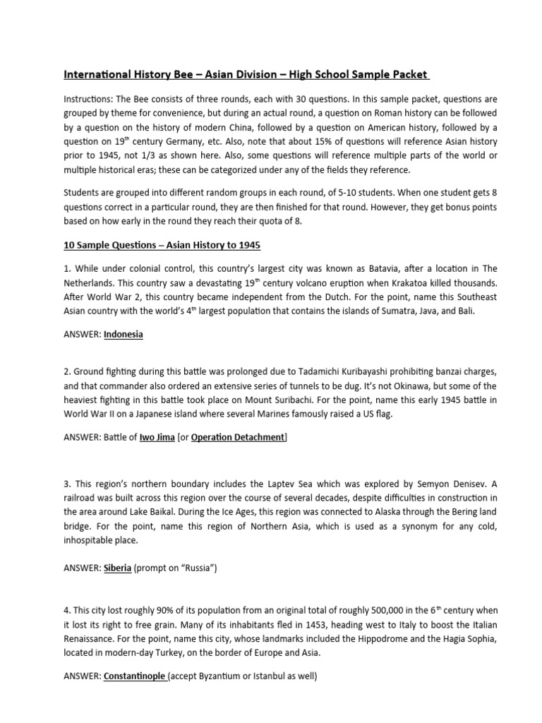 IHBB Asia Sample Packet High School | PDF