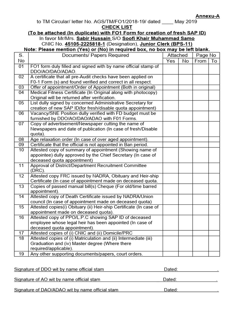 SAP ID Creation Checklist Guide | PDF