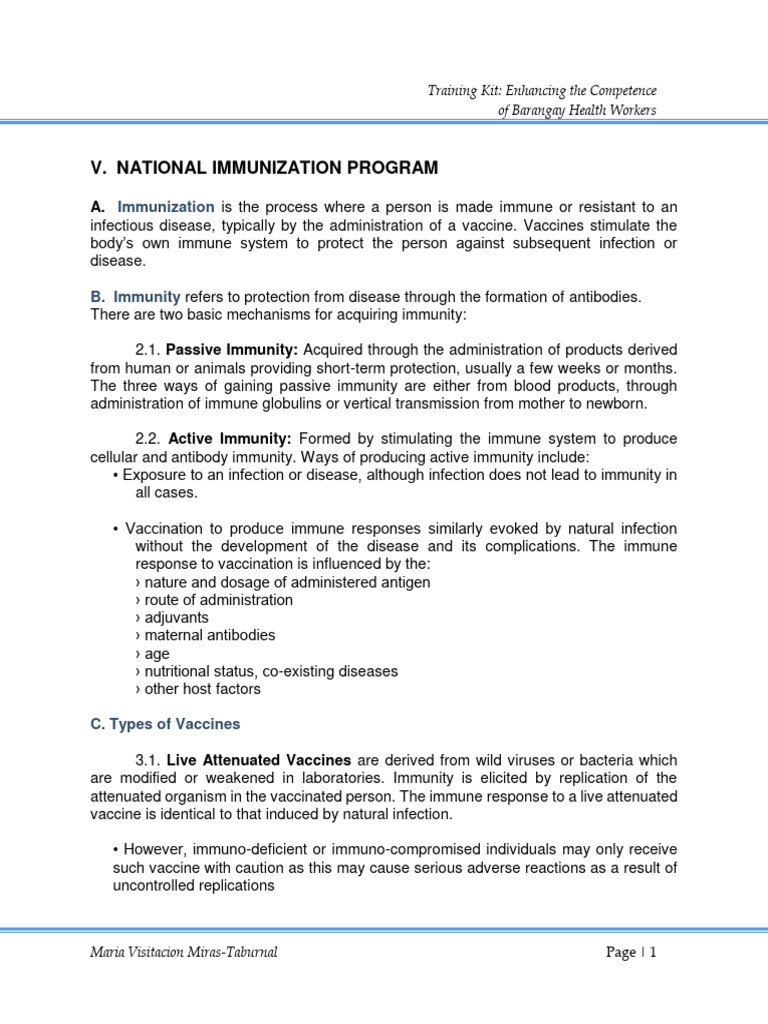 CHN 1 Immunization Program | Download Free PDF | Vaccines | Immunity ...