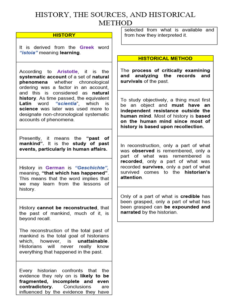 1 - History, The Sources and Historical Method | PDF
