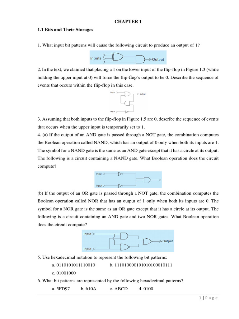 Computer Science CH 1 (Example Q&A) | PDF | Logic Gate | Computer Data Storage