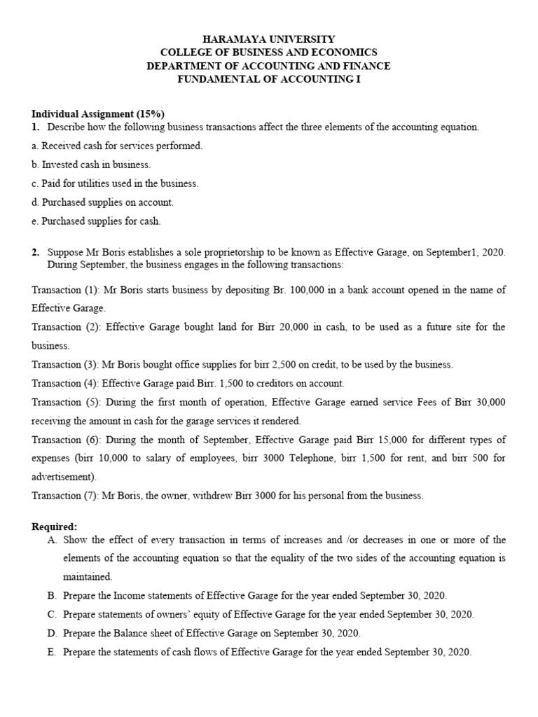 Assignment One | PDF | Debits And Credits | Cash