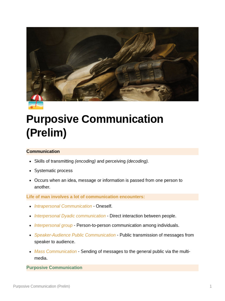Purposive Communication Prelim | PDF | Communication | Human Communication