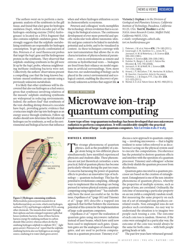 Microwave Ion-Trap Quantum Computing: News & Views | PDF | Science ...