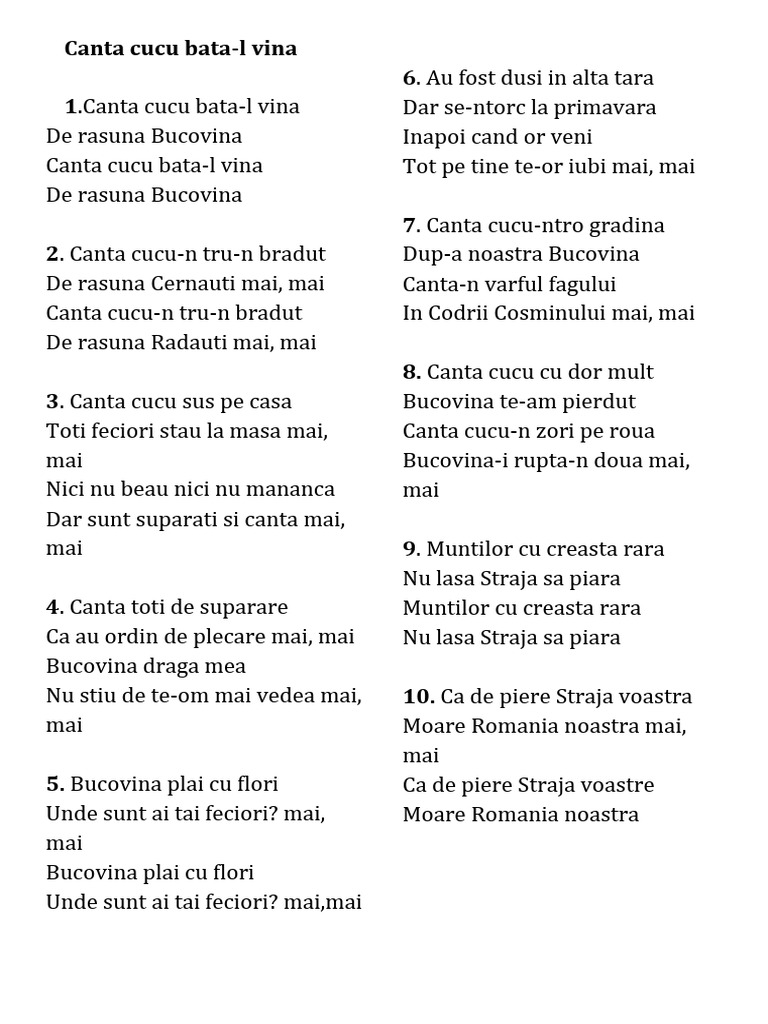 Canta Cucu Bata | PDF