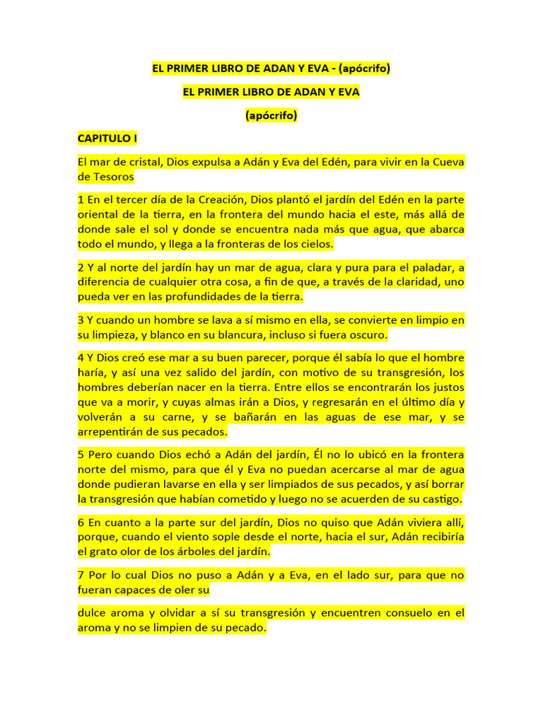 El Primer Libro de Adan y Eva | PDF | Adán y Eva | Víspera