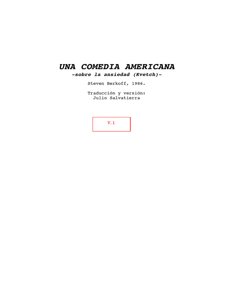 UNA COMEDIA AMERICANA Texto Ensayos | PDF