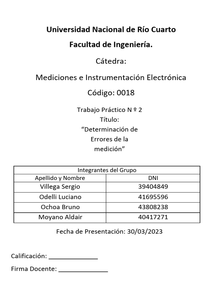 TP 2 - Moyano-Ochoa-Odelli-Villega (Corregido) | PDF | Exactitud y precisión | Medición