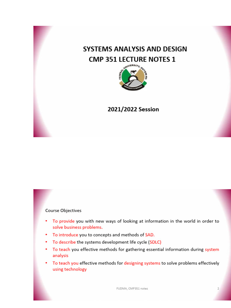 CMP 351 Lecture Note One | PDF | Software Development Process | Object (Computer Science)