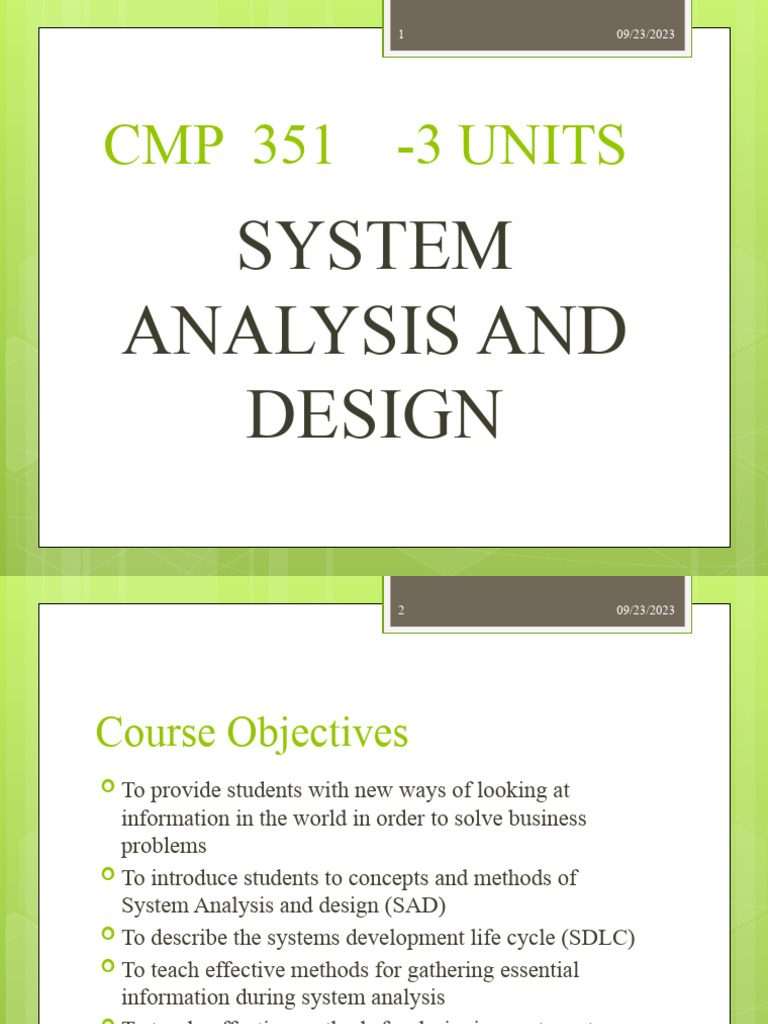 CMP 351 Updated System Analysis$Design - 3 UNITS-1 | PDF | Feasibility ...