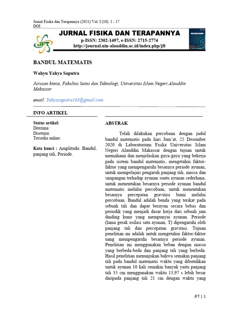 Pengaruh Panjang Tali pada Bandul Matematis | PDF | Sains & Matematika