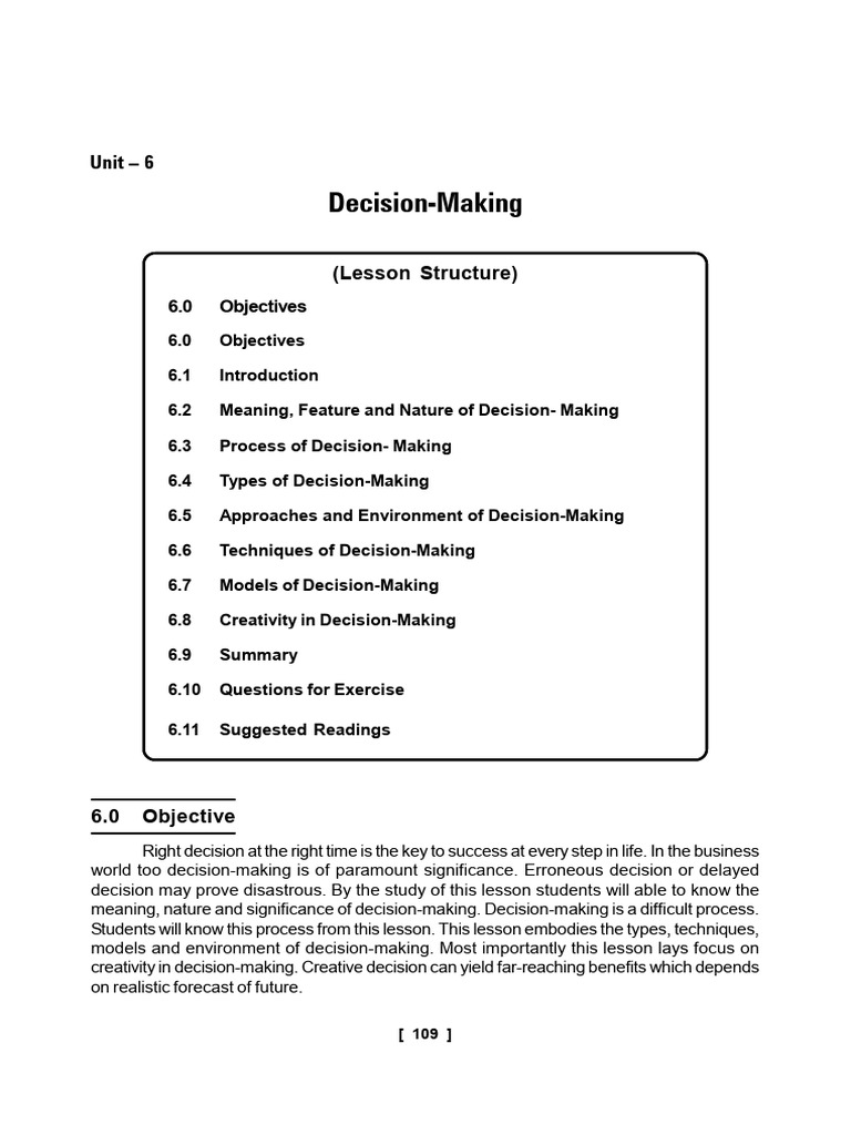 PGDHRM Paper I Unit 6 | PDF | Decision Making | Consensus Decision Making