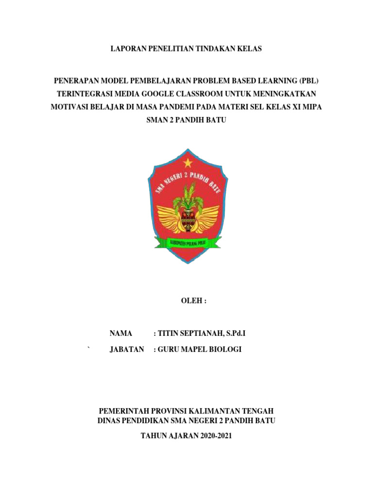 PTK Motivasi Model PBL Terintegrasi GC Materi Sel Kelas XI | PDF | Karier & Perkembangan