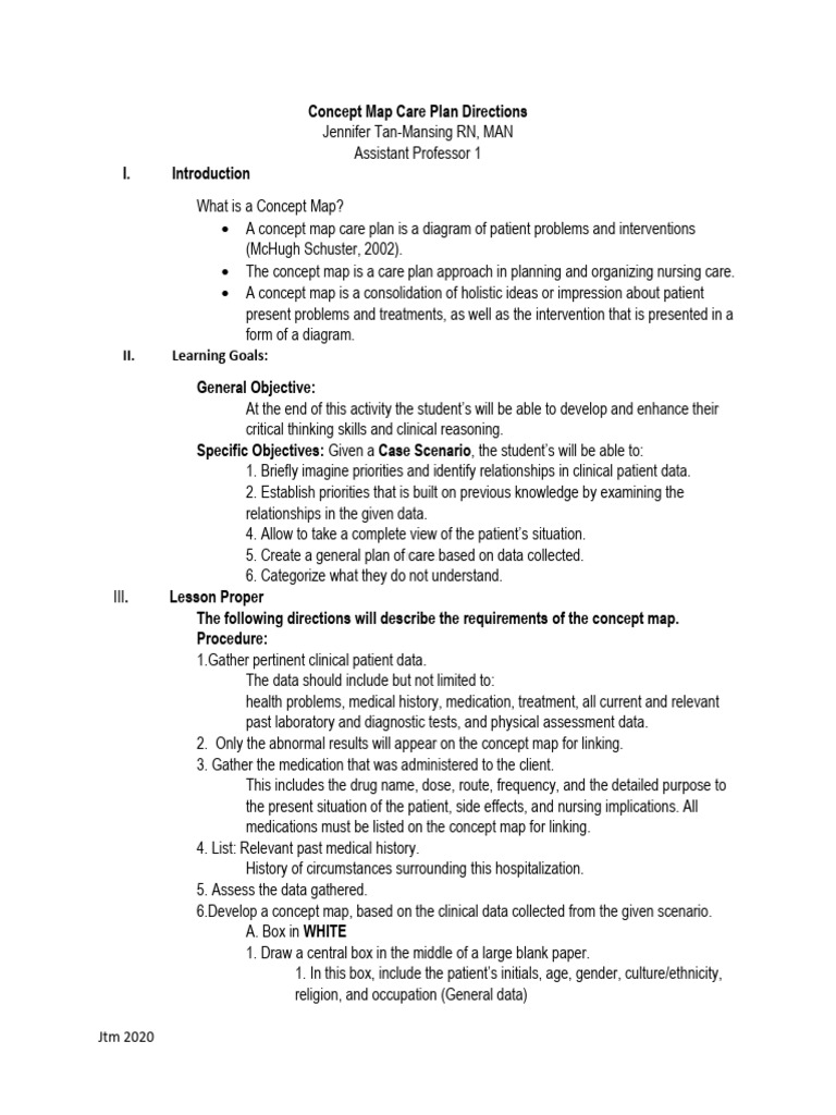 Concept Map Care Plan Directions | PDF