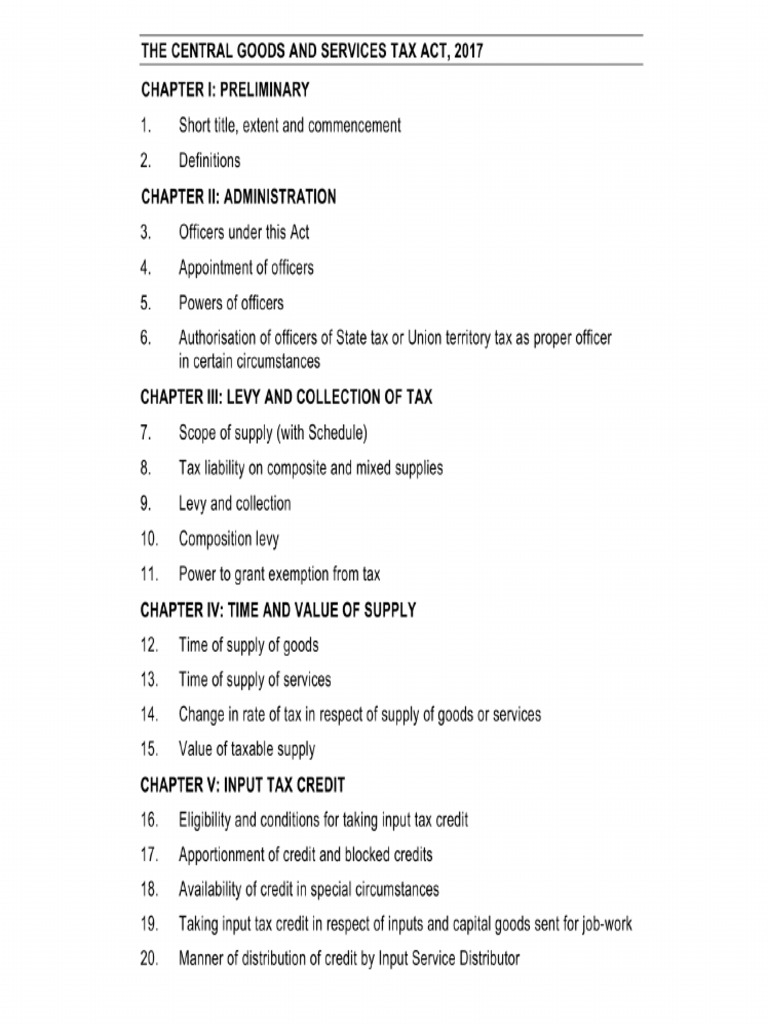 GST Act Section List | PDF