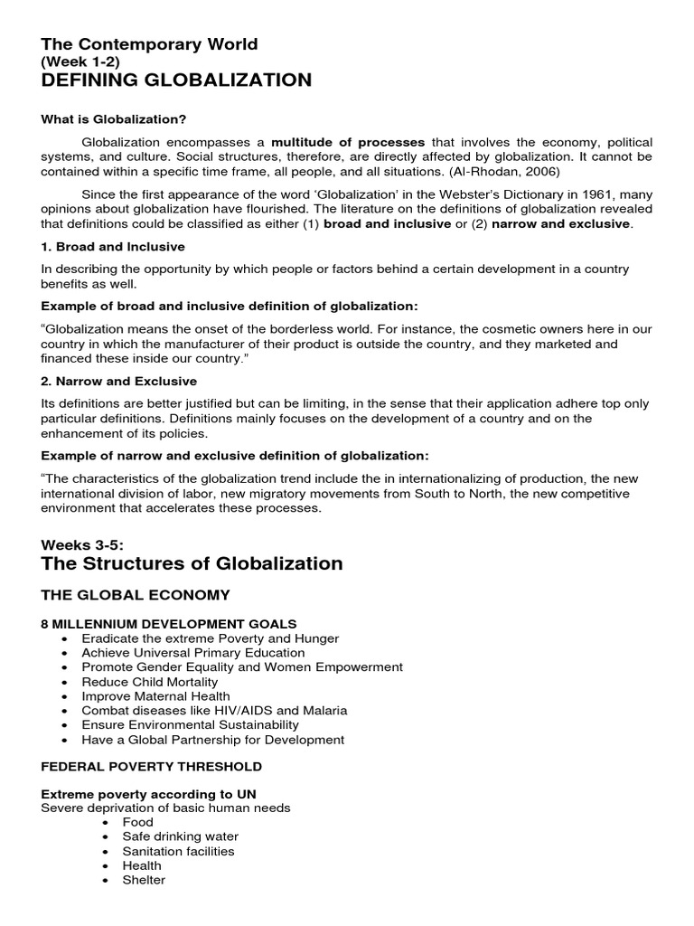 TCW Handouts | PDF | Capitalism | Globalization