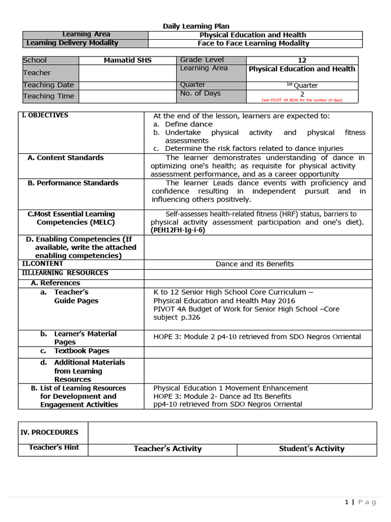 DLP-PE-12_Week 3 | PDF