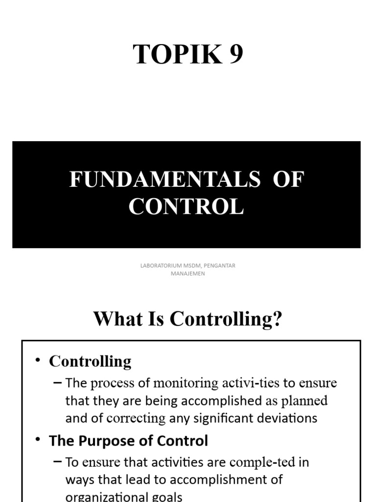 Week 8 - Fundamentals of Control | PDF | Inventory | Project Management