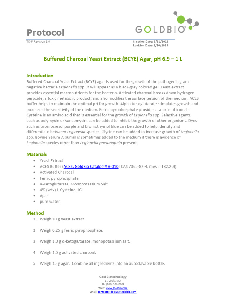 BCYE Agar Protocol | Download Free PDF | Yeast | Agar