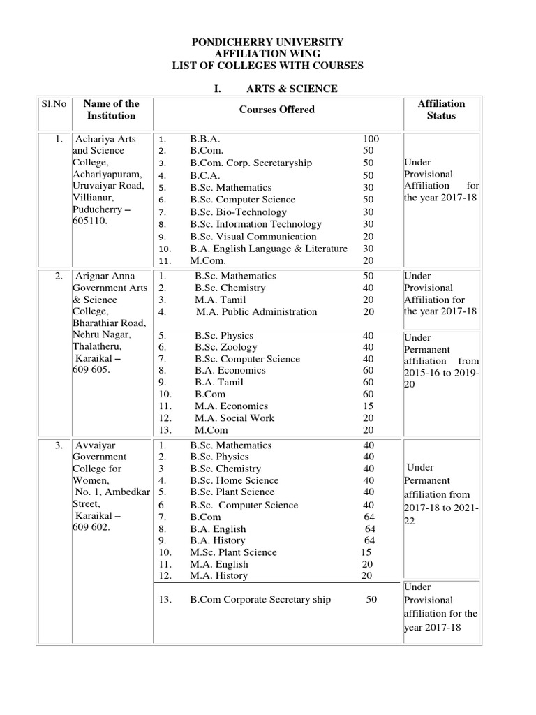 Pondychery Colleges List | PDF | Doctor Of Medicine | Engineering