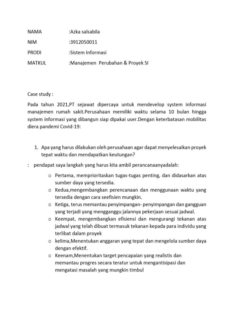 Tugas UAS MANAJEMEN PROYEK | PDF | Bisnis