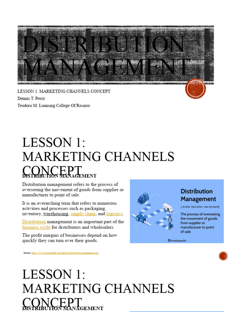 Lesson 1 Introduction To Distribution Management | PDF