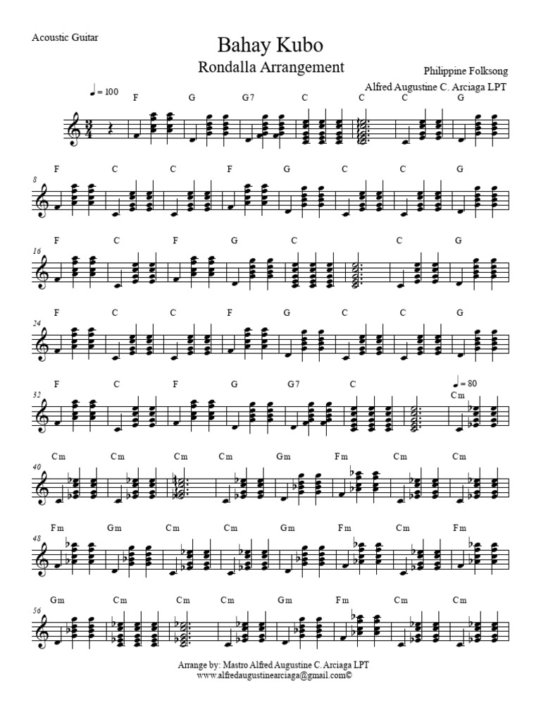 Bahay Kubo Rondalla Guitar | PDF