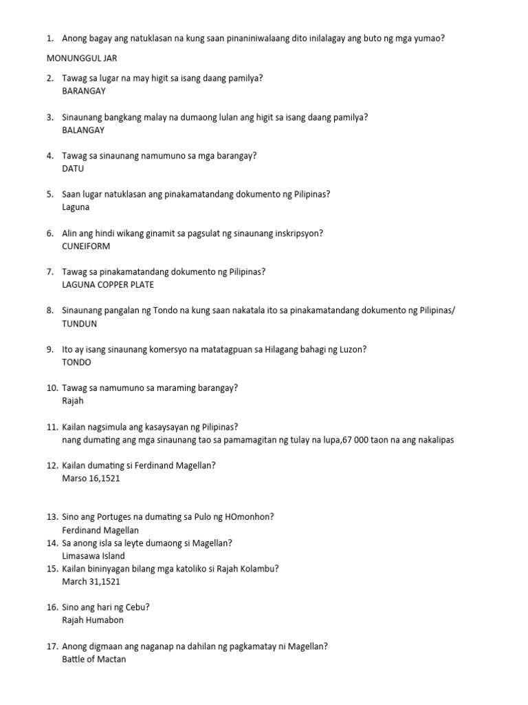 Kasaysayan NG Pilipinas Reviewer | PDF