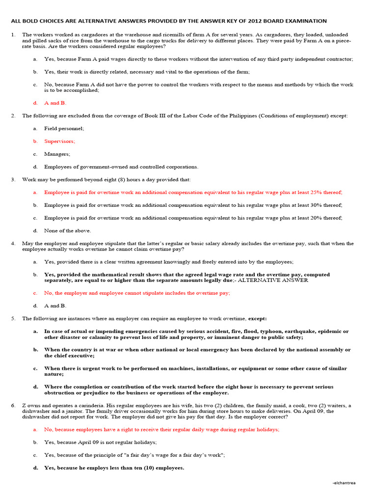 Labor Standars Quizzer | PDF