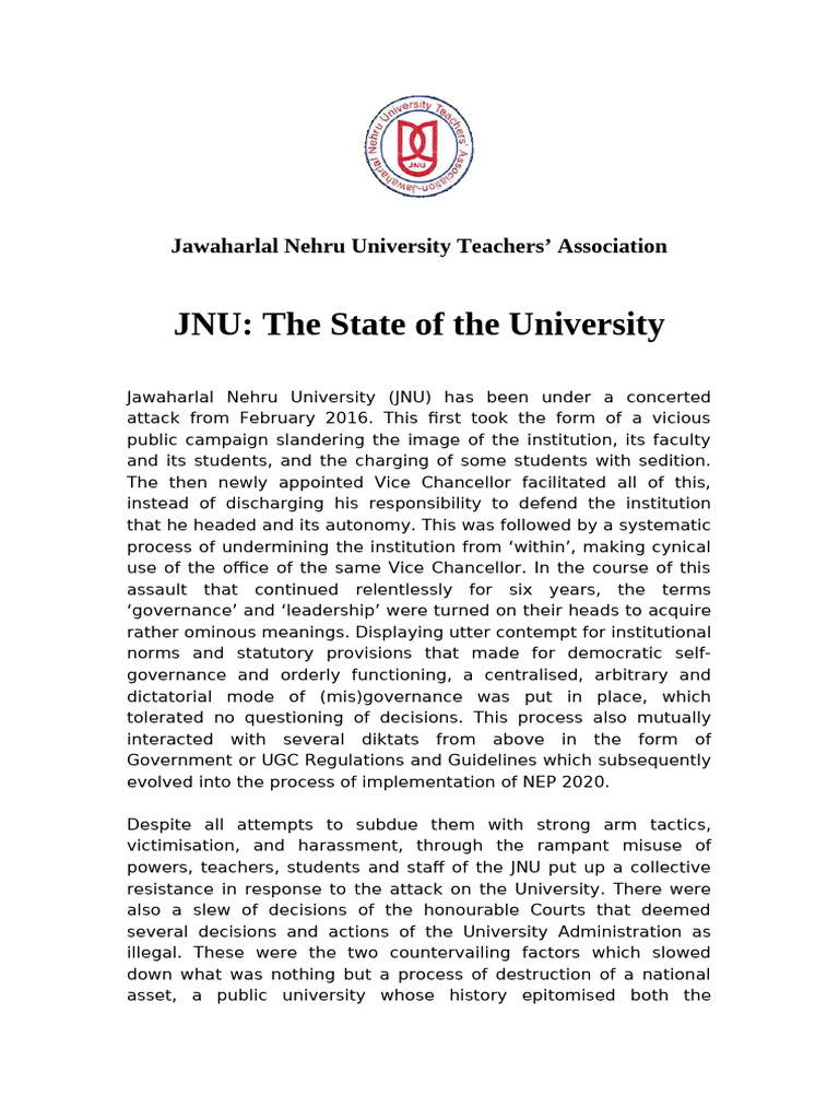 JNU State of The University Report | PDF