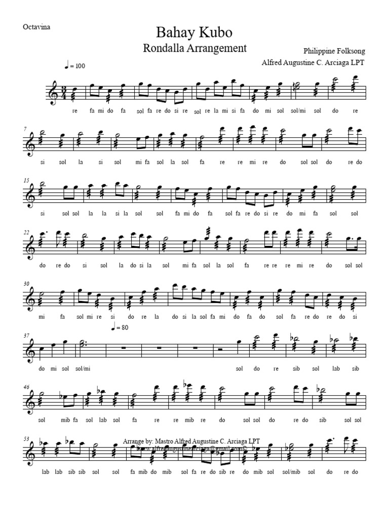 Bahay Kubo Rondalla Octavina 1 | PDF | Performing Arts | Sound