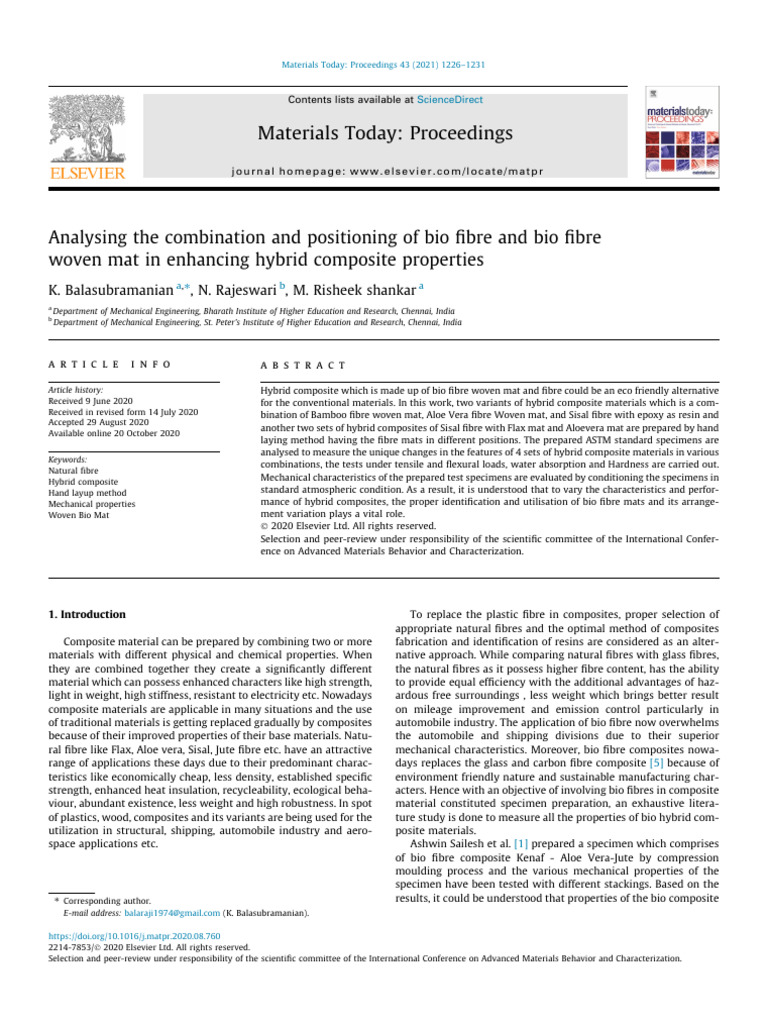 Analysing The Combination and Positioning of Bio Fibre and Bio Fibre ...