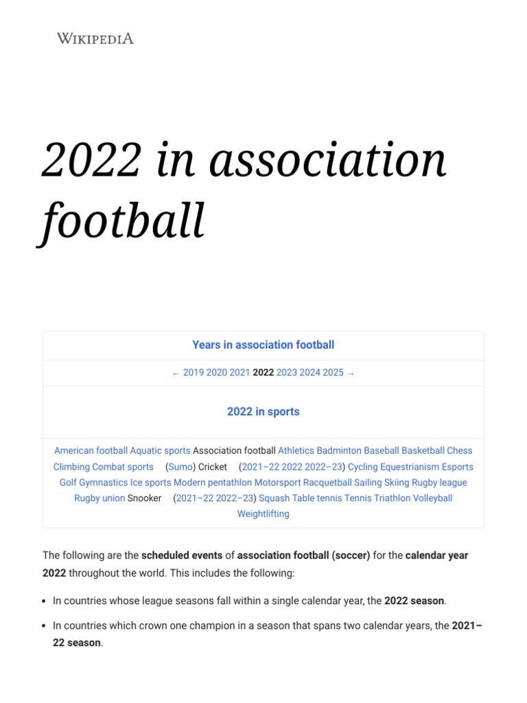 Good2022 in Association Football - Wikipedia | PDF | England National ...