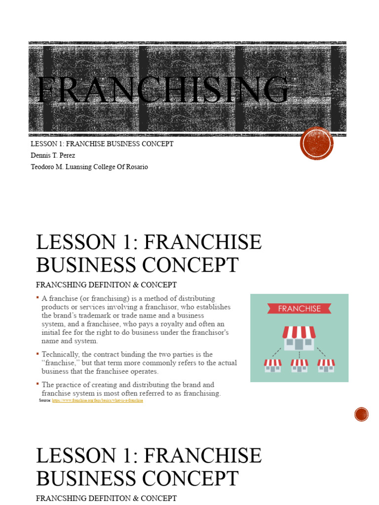 Lesson 1 Franching Business Concept | PDF | Business