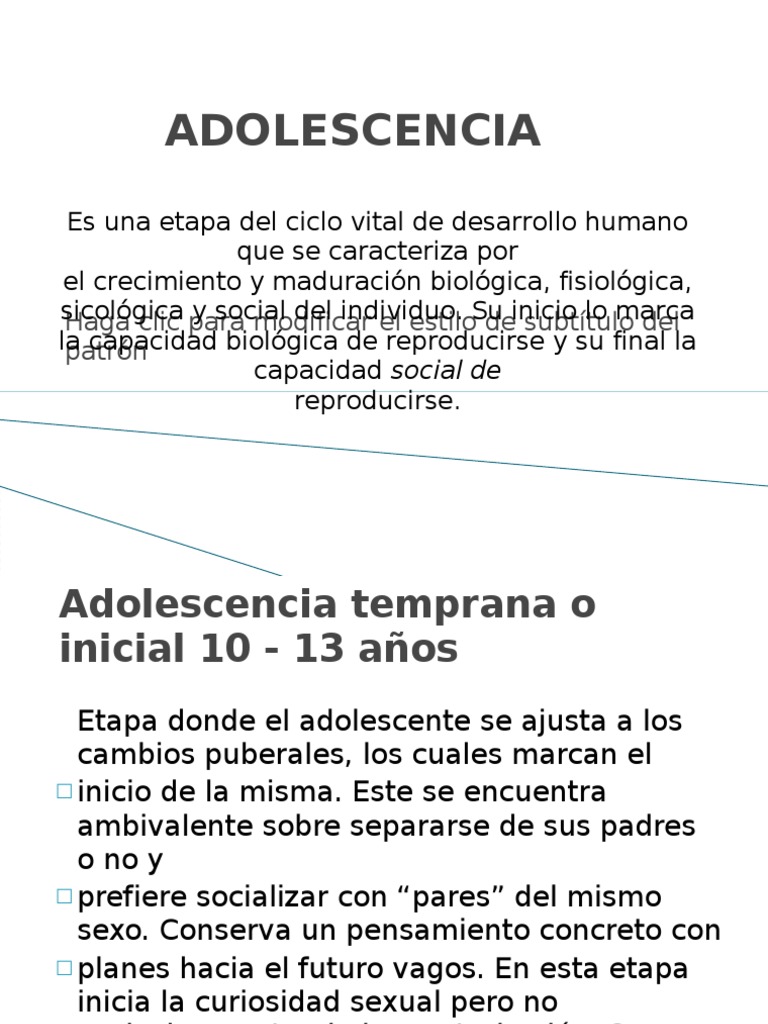 Etapas de La Adolescencia | PDF | Pubertad | Adolescencia