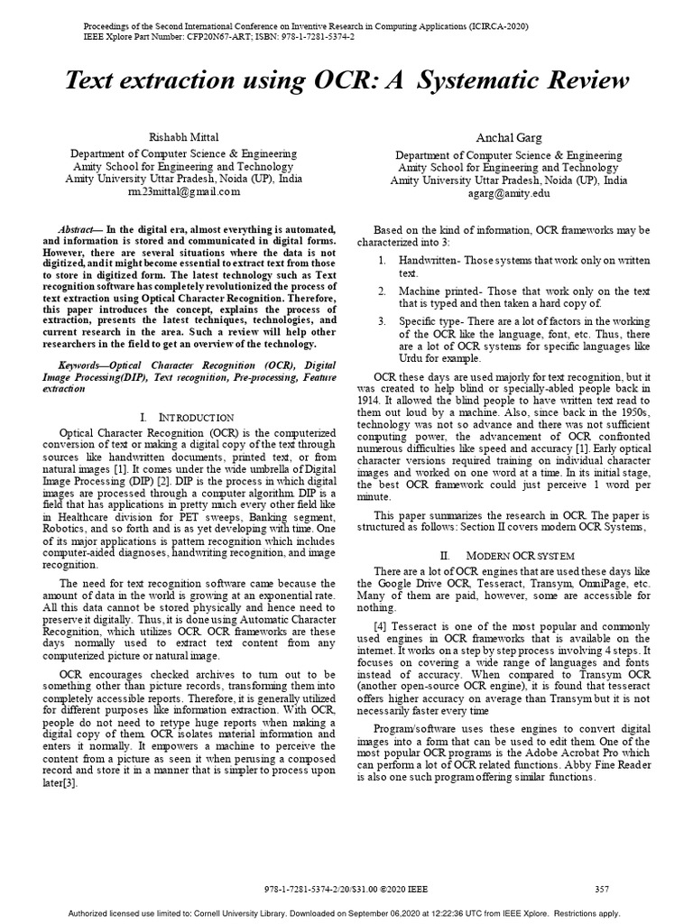 OCR Techniques for Researchers | PDF | Optical Character Recognition ...