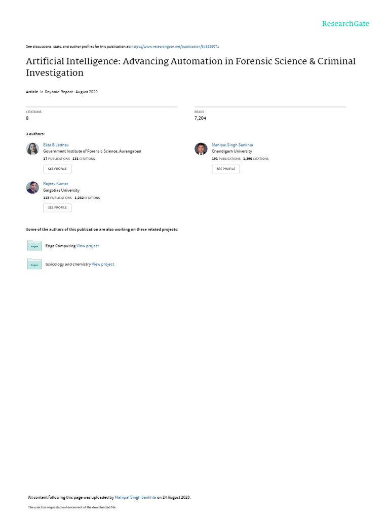 Artificial Intelligence Advancing Automationin Forensic Science ...
