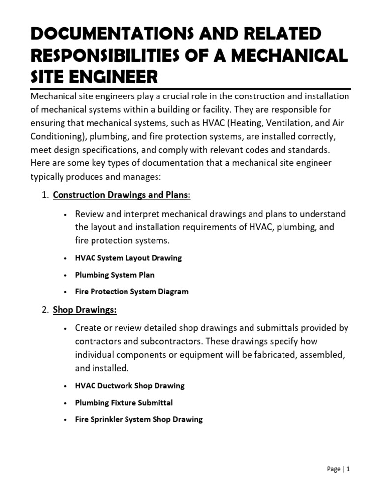 002-Knowledge-01-Mep or Site Engineer-04-Documentations and Responsibilities-01 | PDF ...