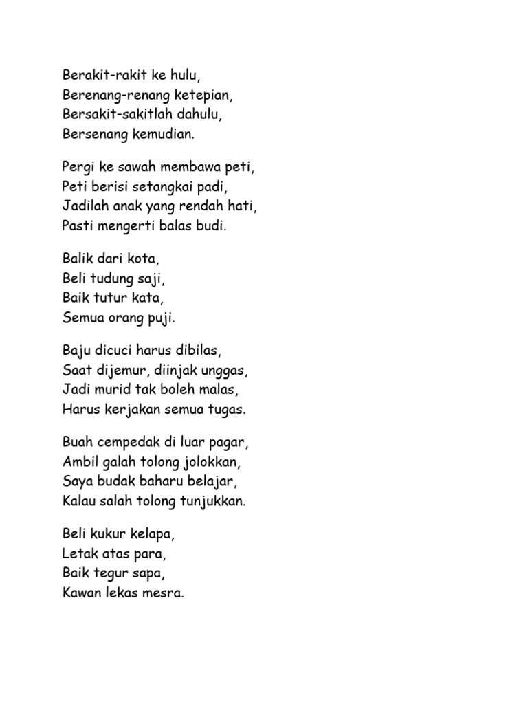 Pantun 4 Kerat Sekolah Rendah | PDF