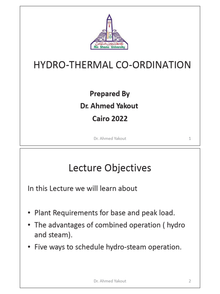 Hydro-Thermal Coordination Handout | PDF | Hydroelectricity | Electric Power Transmission