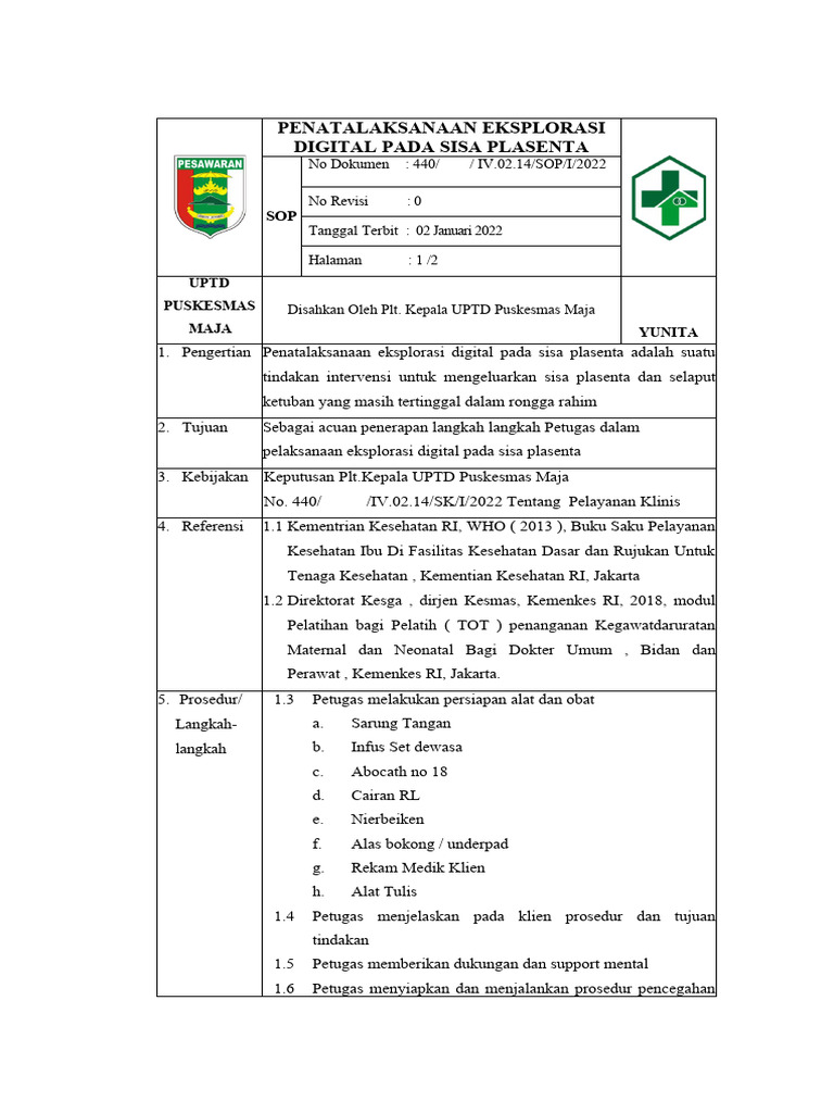 Prosedur Eksplorasi Digital Sisa Plasenta | PDF | Sains & Matematika